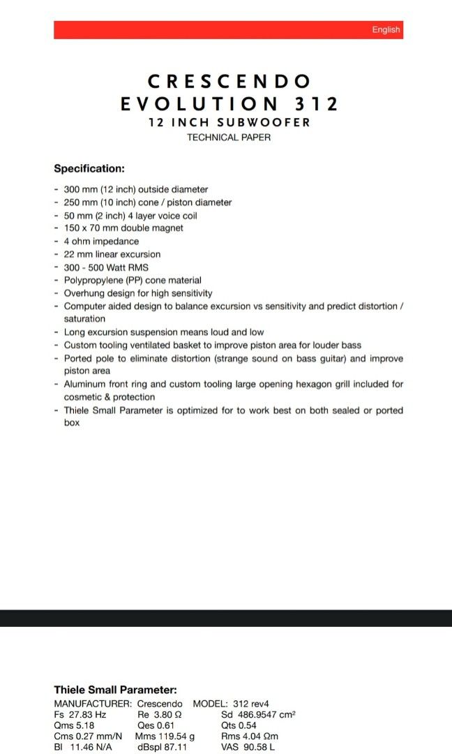 Subwoofer mobil cresendo evolution 312 murah, Elektronik, Audio di ...