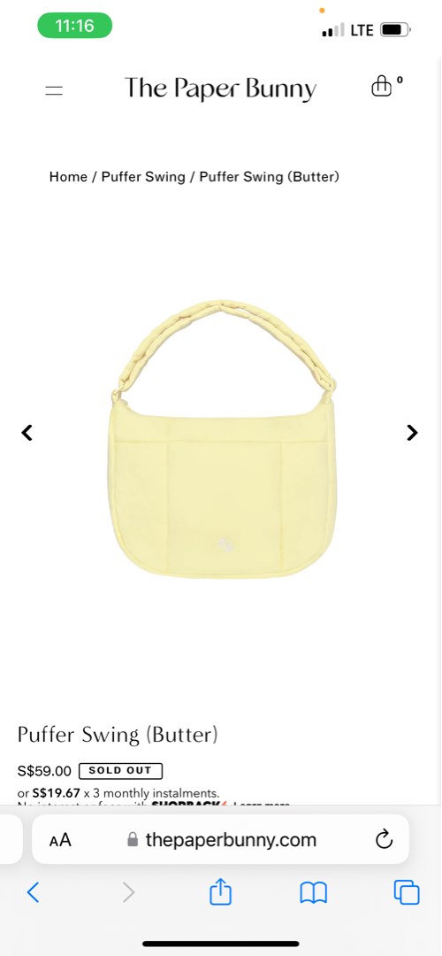 The paper bunny puffer swing, Women's Fashion, Bags & Wallets, Shoulder ...