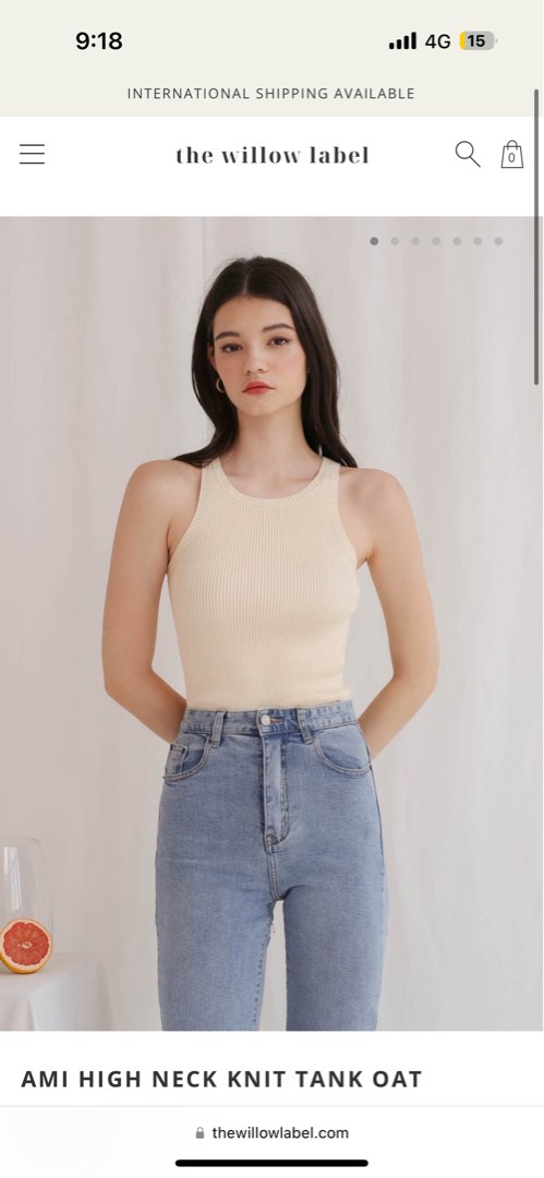 The Willow Label Ami High Neck Knit Tank Oat (M), Women's Fashion, Tops ...