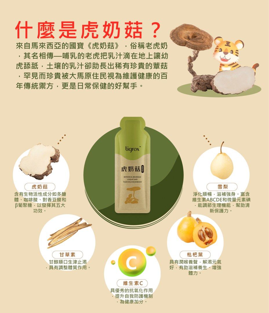 Tigrox 虎乳靈芝口服液 20包/1盒, 健康及營養食用品, 健康補充品, 健康補充品 - 保健食品，飲料和補品 - Carousell