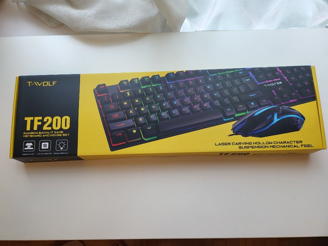 T-Wolf TF200 Gaming Keyboard + Mouse Rainbow LED Backlight, Computers ...