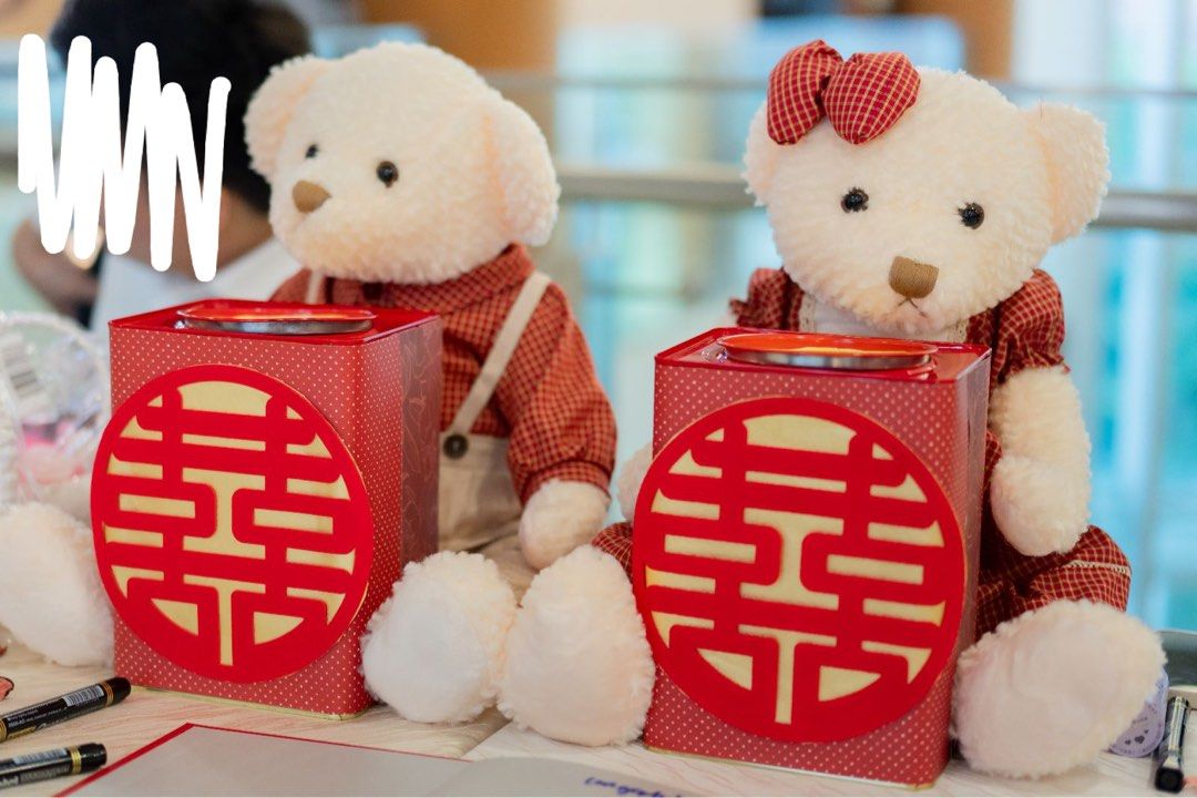 Wedding Angpau Box with Big / Soft Fluffy Teddy Bear for Reception ...