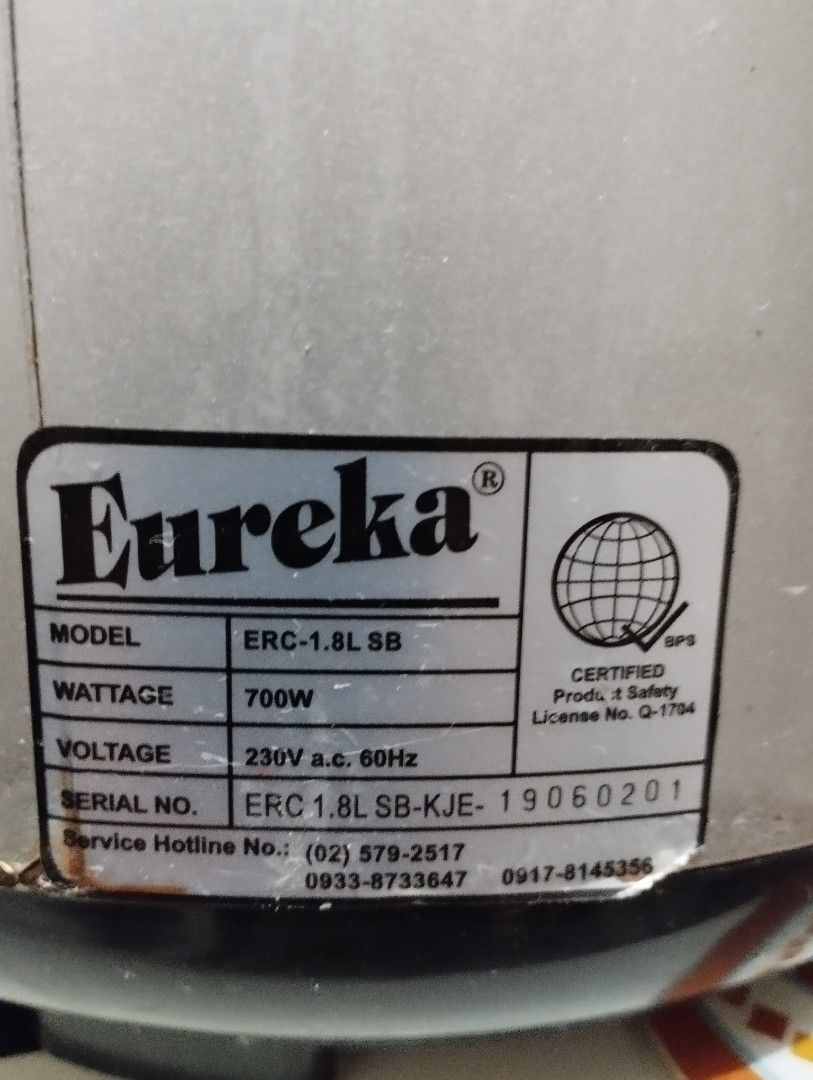 1.8 Liters Eureka Automatic Rice Cooker, Furniture & Home Living ...
