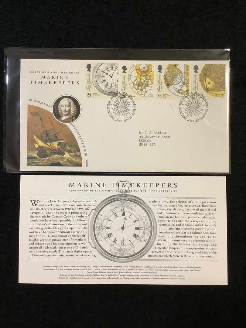 1993 Great Britain 300th Birth Anniversary Of John Harrison (Inventor ...