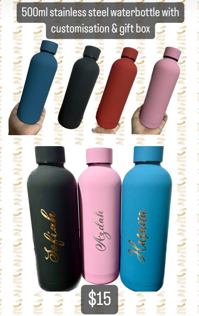 500ml Customised Stainless Steel Water Bottle, Furniture & Home Living, Kitchenware & Tableware ...