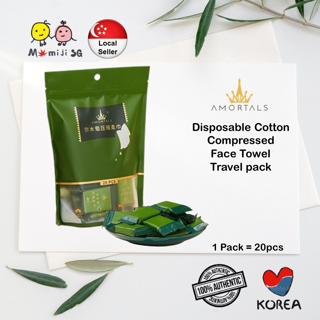 AMORTALS KOREA Disposable Cotton Compressed Face Towel Travel Pack ...