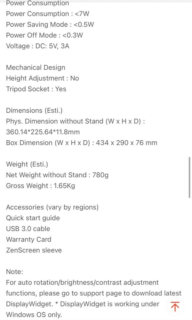 Asus portable monitor MB165B, Computers & Tech, Parts & Accessories ...