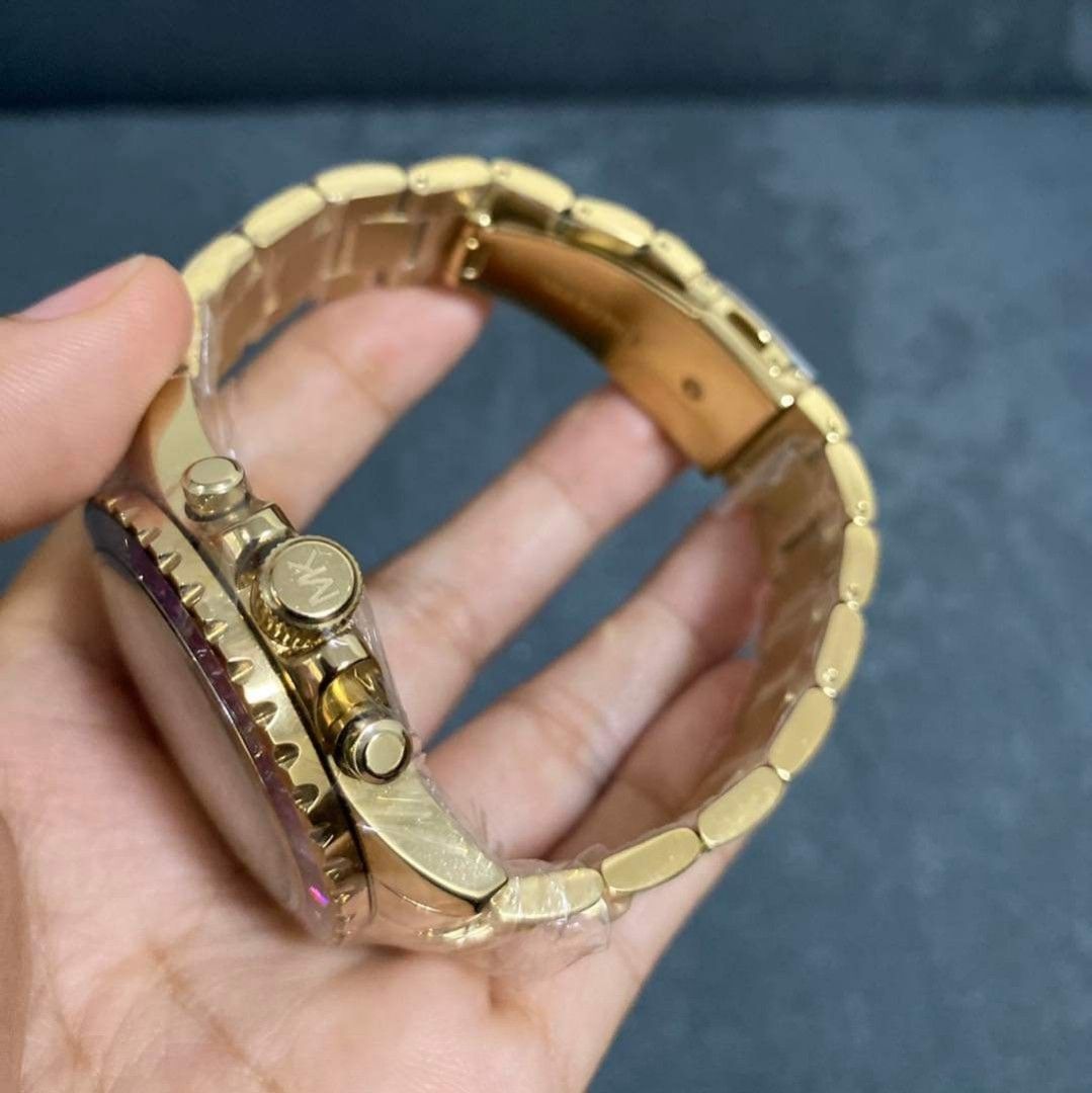 Authentic MK5871 Everest Chronograph Champagne Dial Gold-tone Ladies ...