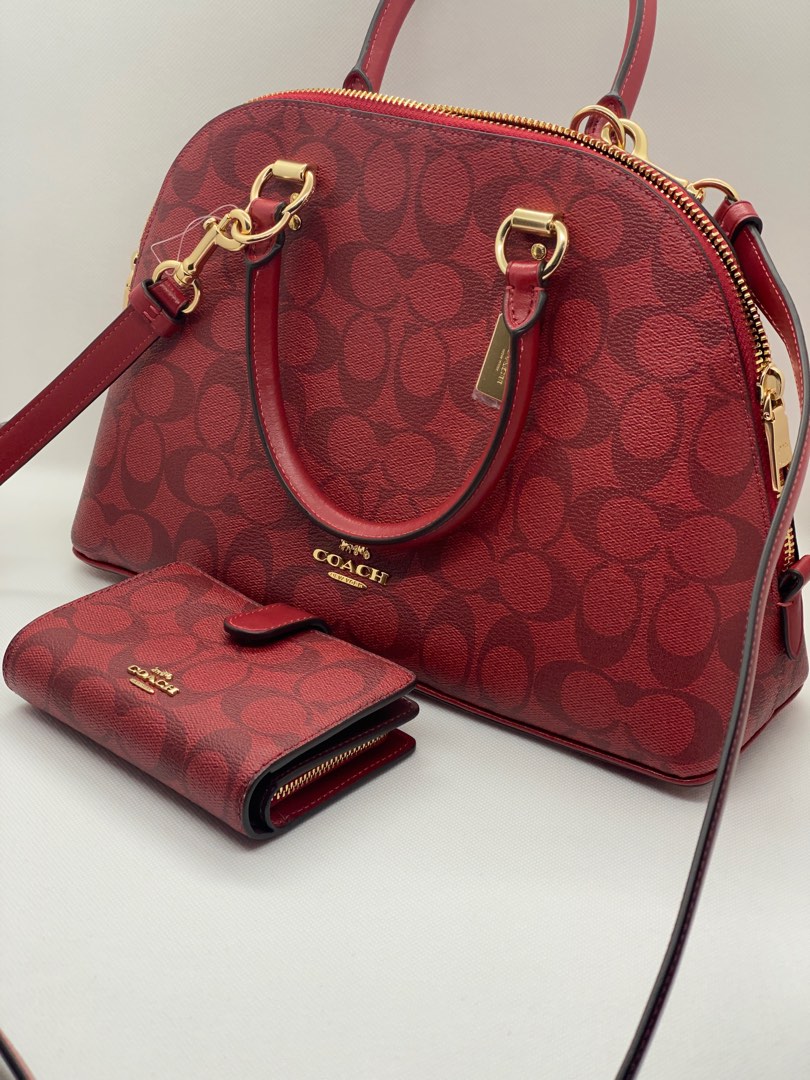 Coach alma Red with wallet authentic on Carousell