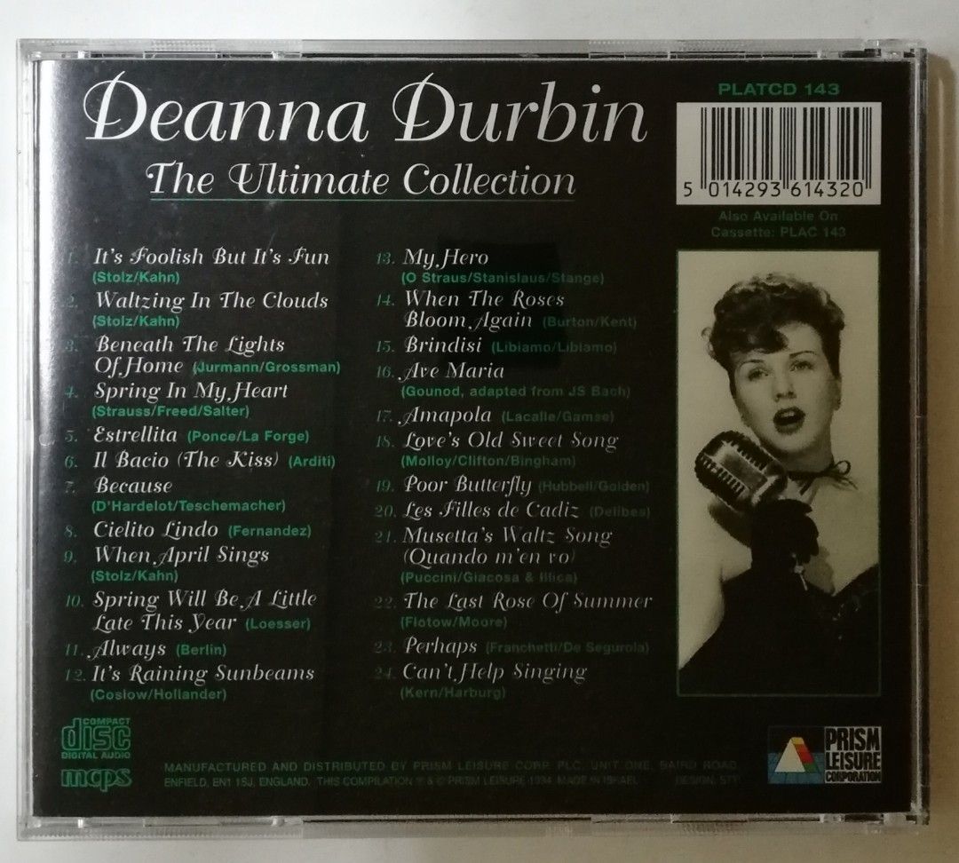 Deanna Durbin The Ultimate Collection CD D35, Hobbies & Toys, Music ...