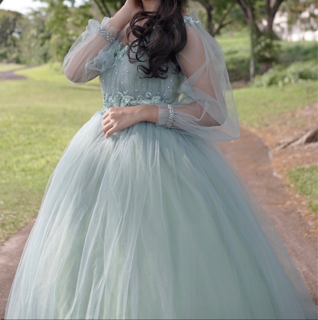 Debut Cottage core Green Goddess Simple Dress / Gown on Carousell