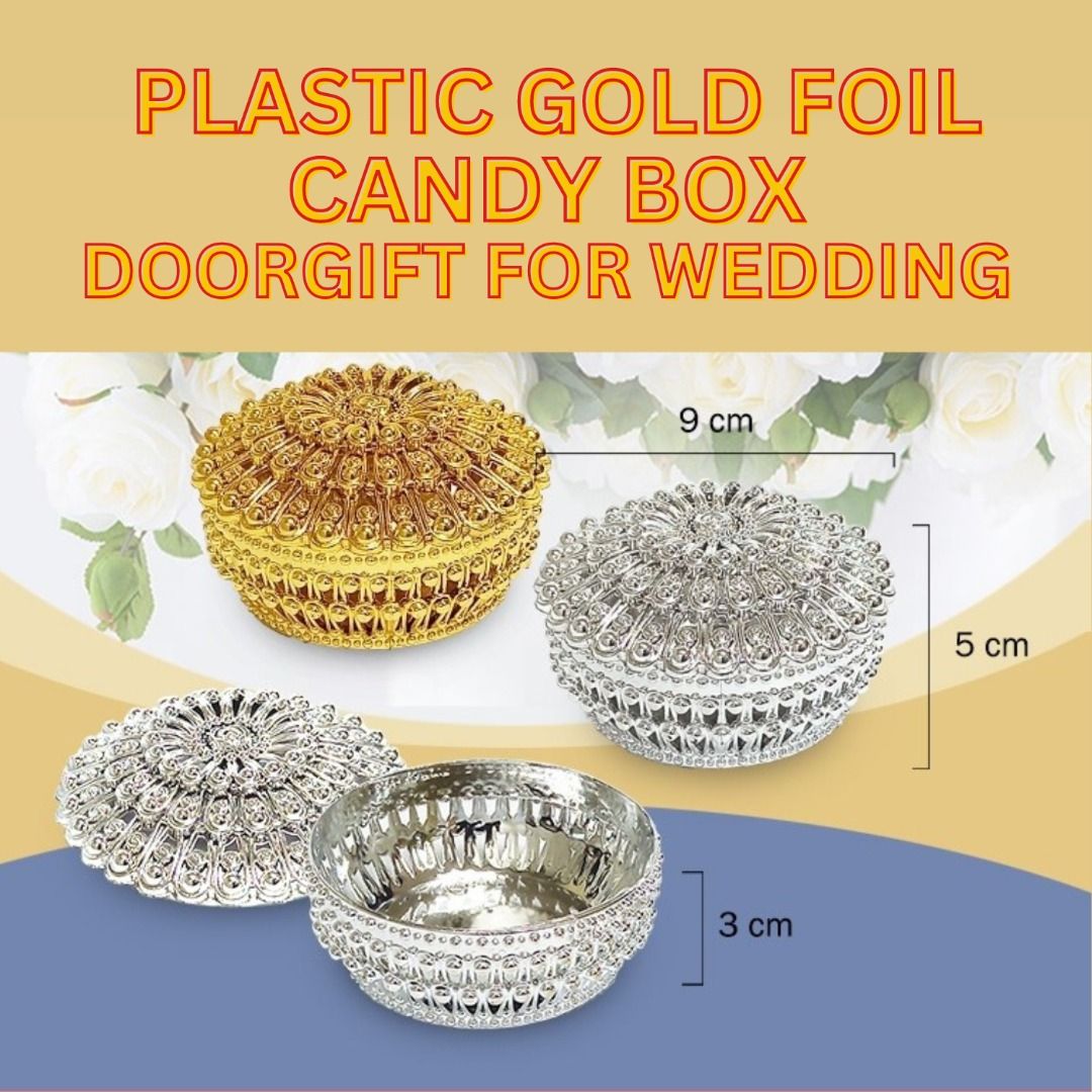 Doorgift | PLASTIC GOLD FOIL CANDY BOX, Food & Drinks, Gift Baskets ...