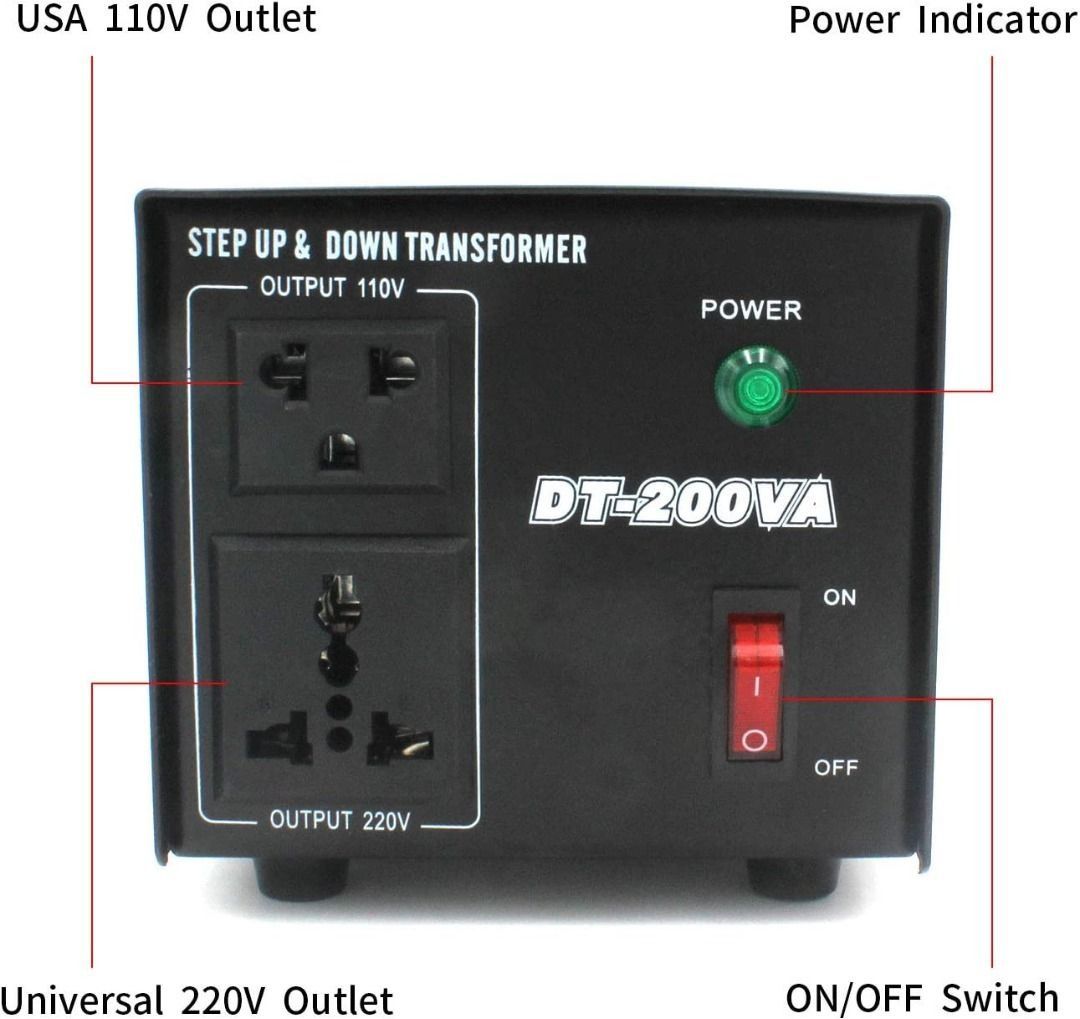 DT-200VA 200W Voltage Converter Transformer (220V to 110V, 110V to 220V ...