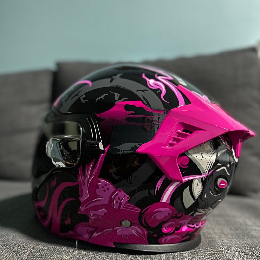 Evo Helmet Samurai Pink RS9, Motorcycles, Motorcycle Apparel on Carousell