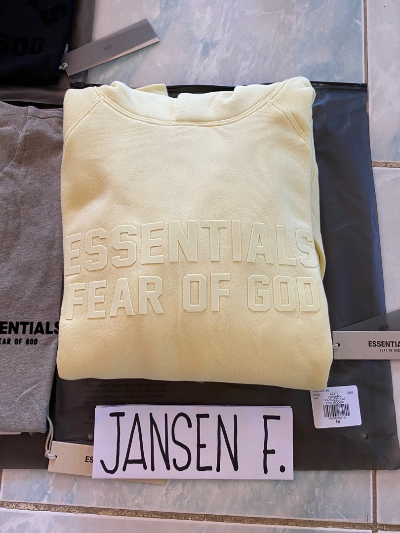 Fear of God Essentials Canary Hoodie on Carousell