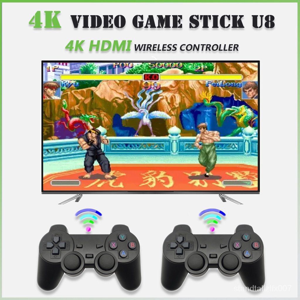 Game stick console 4K TV Video Game stick 64gb With 2.4G 2xWireless Controller Built in 15000 ...