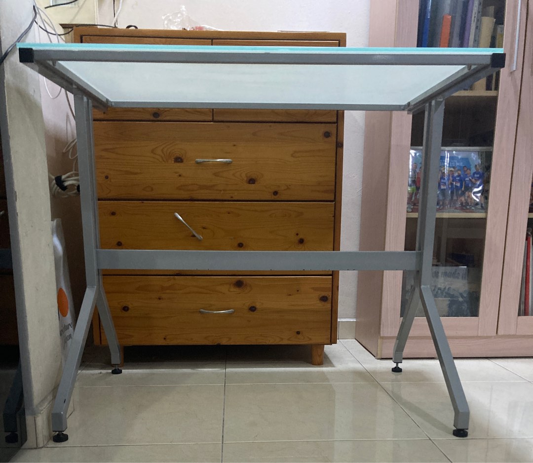 Glass Study Table, Furniture & Home Living, Furniture, Tables & Sets on ...