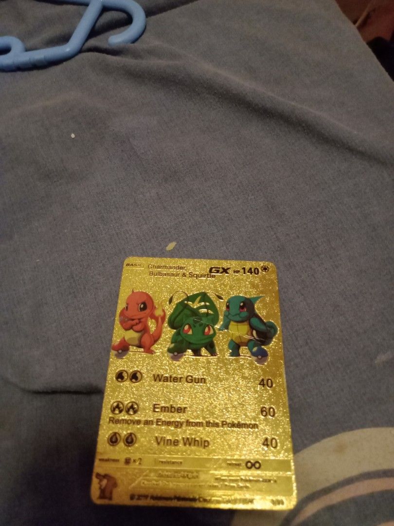 Golden Pokémon card tag team, Hobbies & Toys, Toys & Games on Carousell