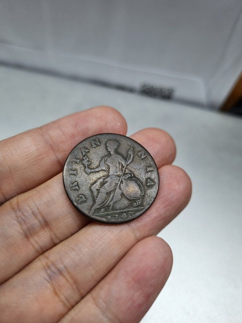 Great Britain UK 1743 King George II half penny coin Genuine, Hobbies ...