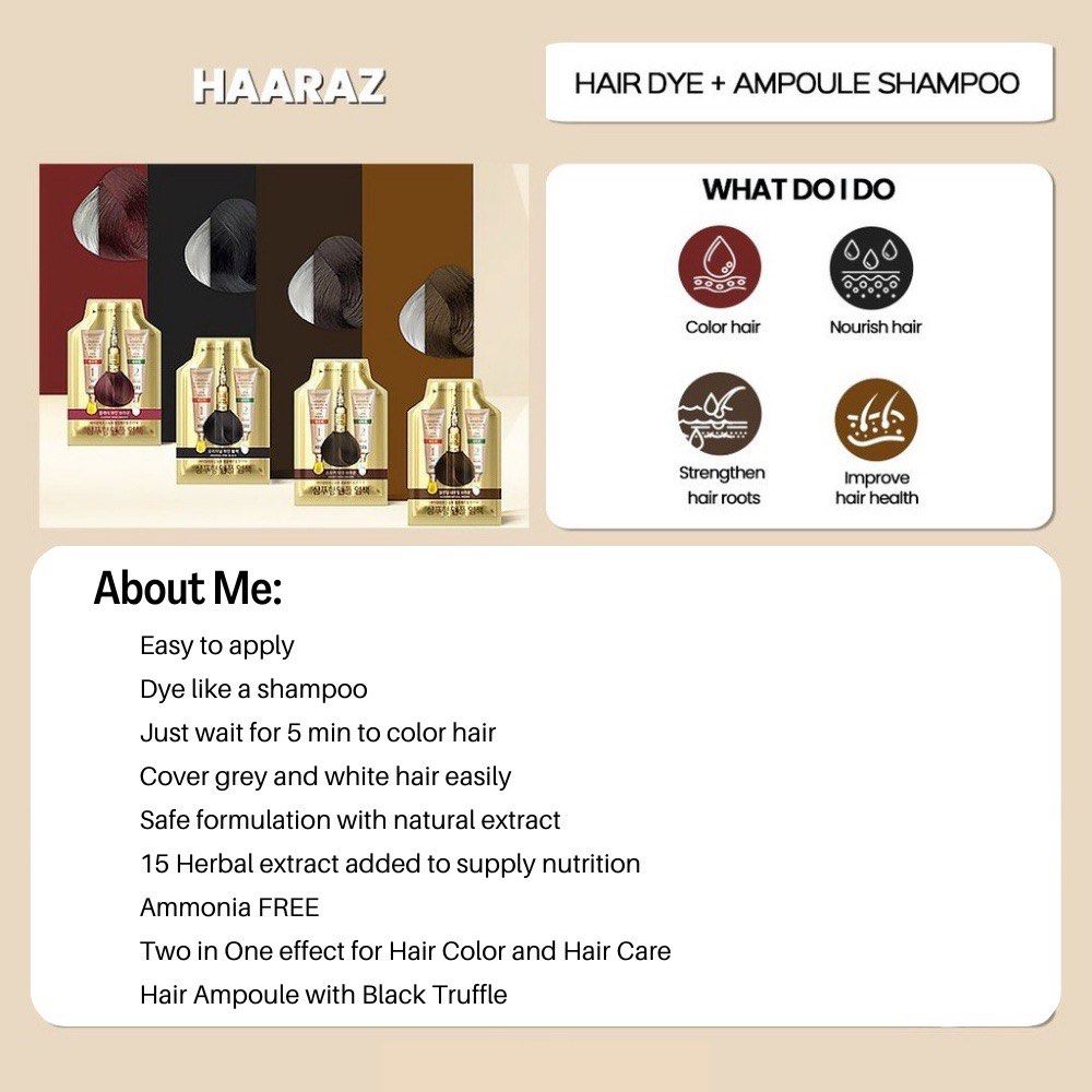 HaaRaz Shampoo Hair Color & Ampoule Hair Dye (x5pcs), Beauty & Personal ...