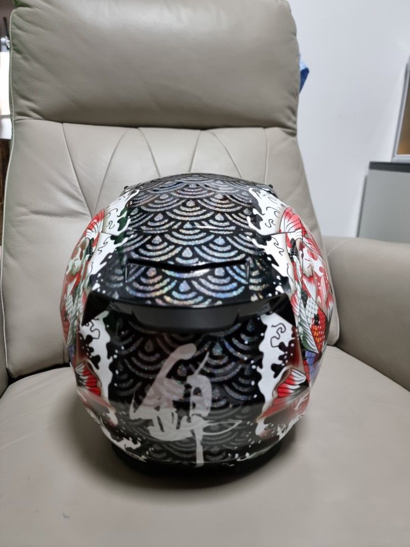 Helmet ARC YF Design Koi Black Edition, Motorbikes on Carousell