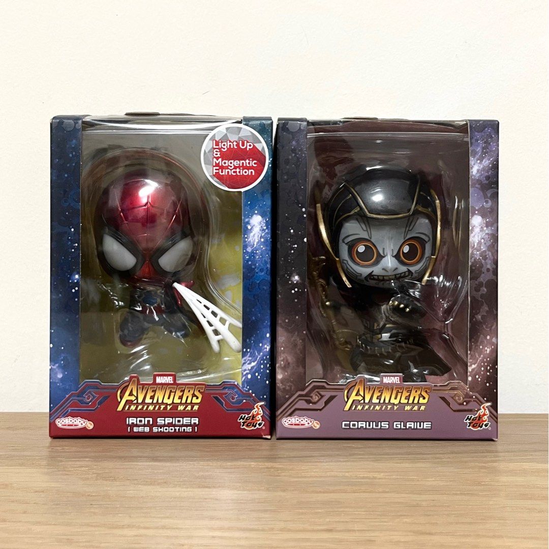 Hot Toys Cosbaby Avengers Infinity War Corvus Glaive, Iron Spider Web ...
