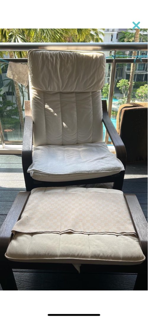 Ikea chair + foot rest, Furniture & Home Living, Furniture, Chairs on ...