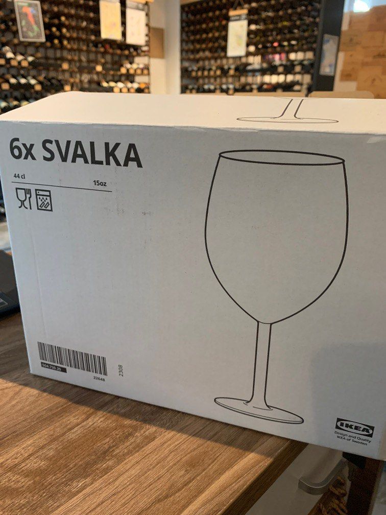 IKEA SVALKA 44cl Wine Glasses - Set of 6, Furniture & Home Living ...