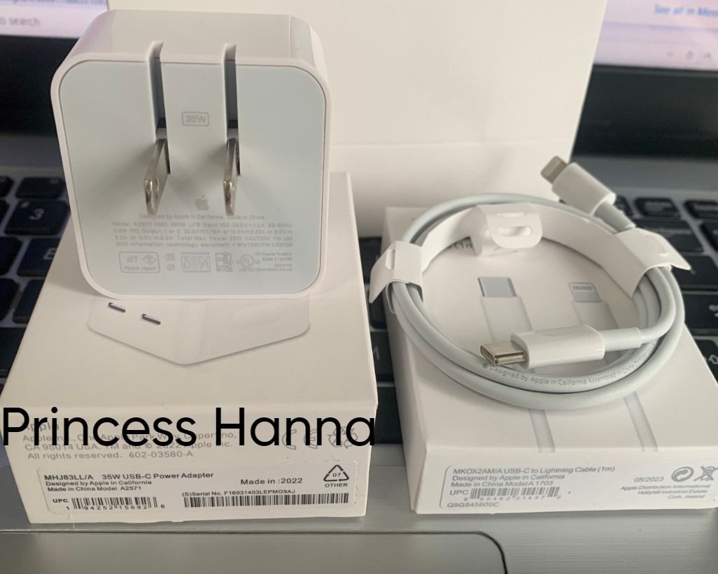 iPhone iPad Charger 35W Dual USB-C Port Power Adapter and USB-C To ...