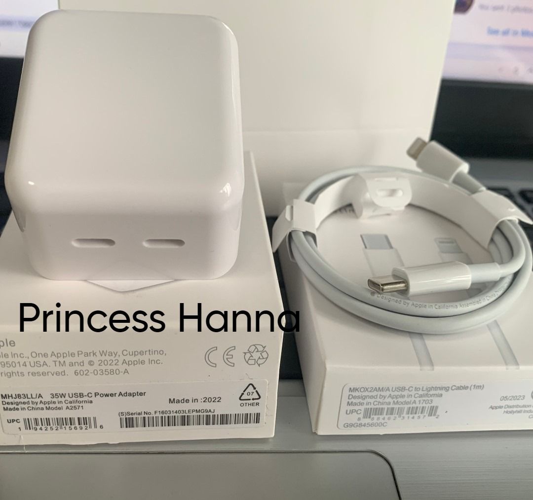 iPhone iPad Charger 35W Dual USB-C Port Power Adapter and USB-C To ...