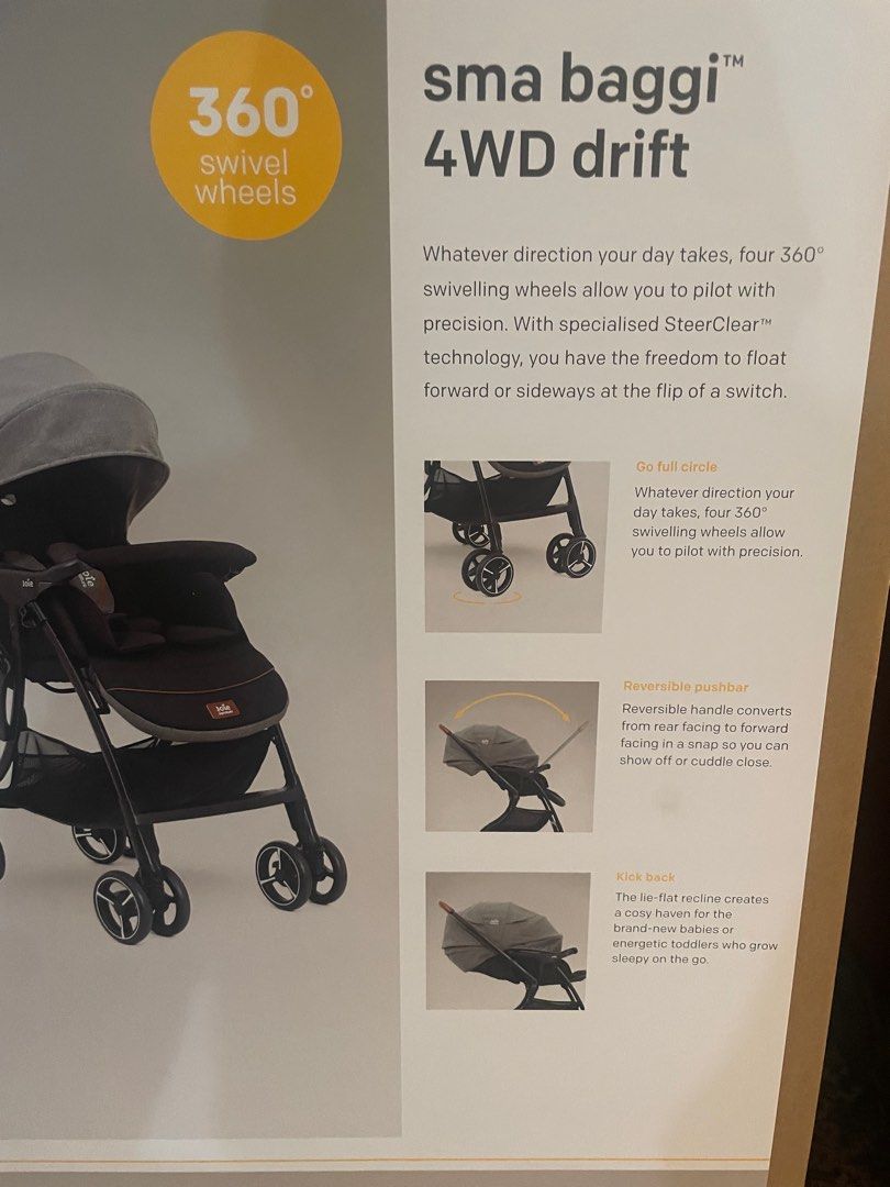 Joie Signature SMA Baggi 4WD Flex Drift Stroller in carbon, Babies & Kids, Going Out, Strollers ...
