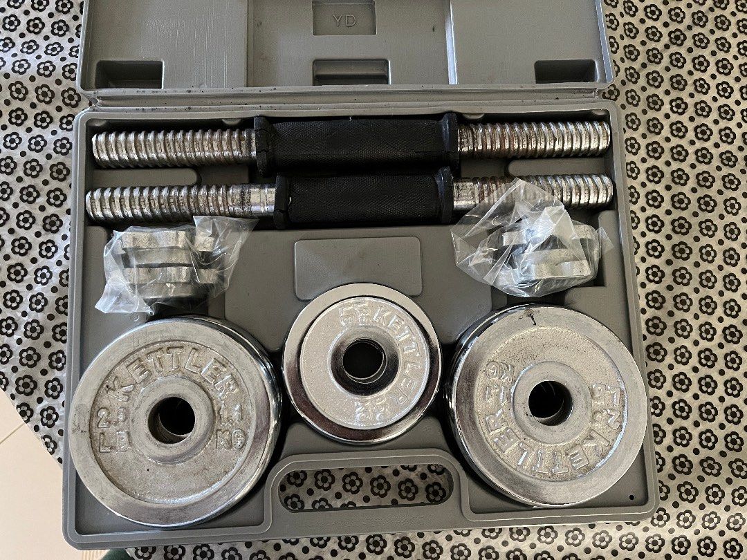 Kettler Chrome Dumbbell set 15kg, Sports Equipment, Exercise & Fitness ...