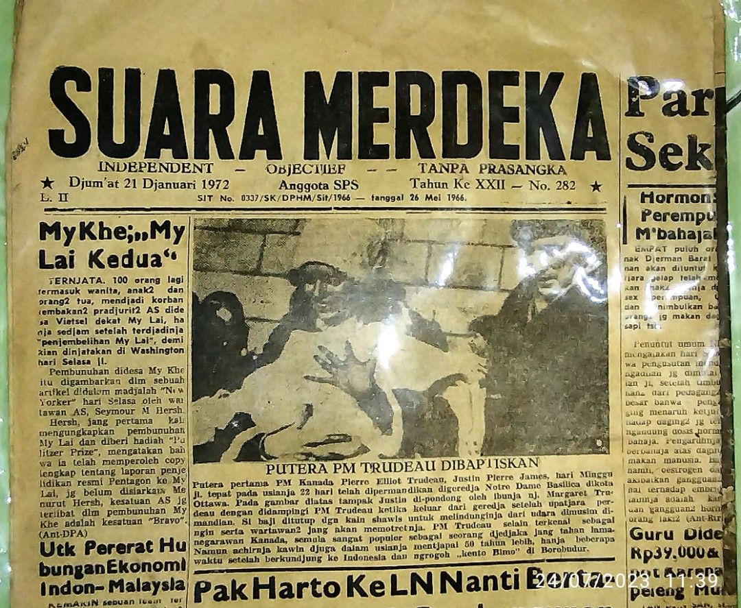Koran SUARA MERDEKA Thn.1972, Buku & Alat Tulis, Majalah & Lainnya di ...