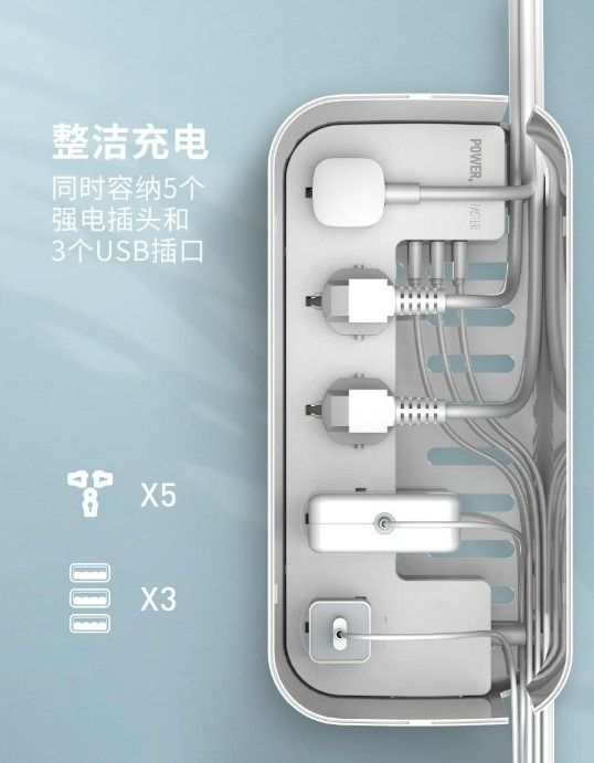 LDNIO Cord Organiser Box Wireless Extension Plug 5 Universal Power ...