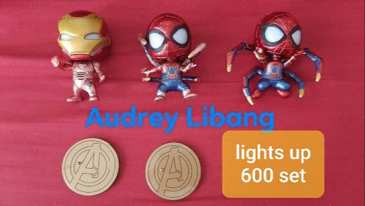 Light up iron man sand spiderman/iron spider standees set on Carousell