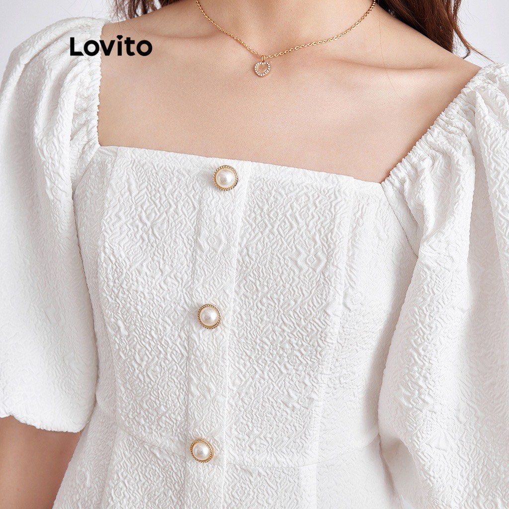 Lovito Elegant White Dress on Carousell