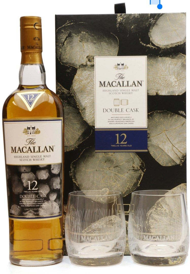 Macallan Double Cask 12 Year Old Glasses Gift Pack 700mL, Food & Drinks ...