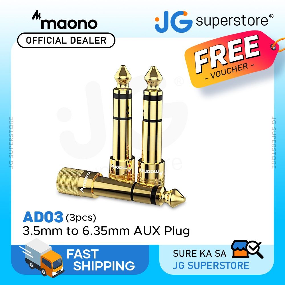 Maono AD03 3pcs 3.5mm 1/8 Female to 6.35mm 1/4 Male Stereo Audio AUX ...