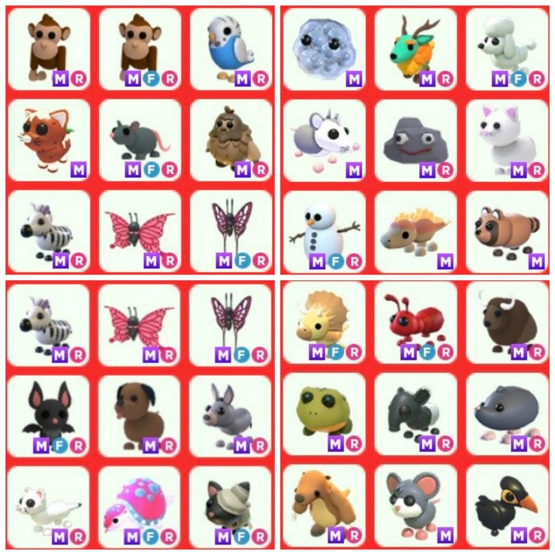 MFR Adopt Me Pets - Monkey Butterfly Glyptodon Rock Sasquatch Mouse ...