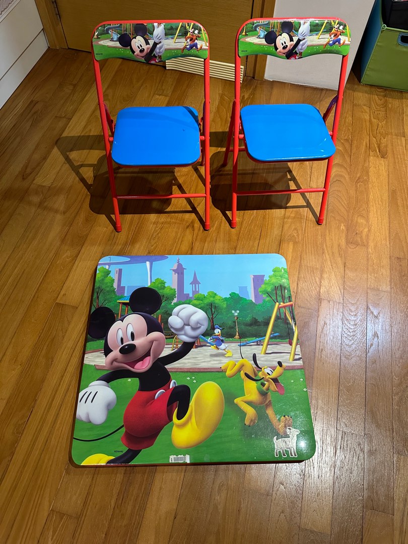 Mickey Mouse foldable table and chair set playroom, Babies & Kids, Baby ...