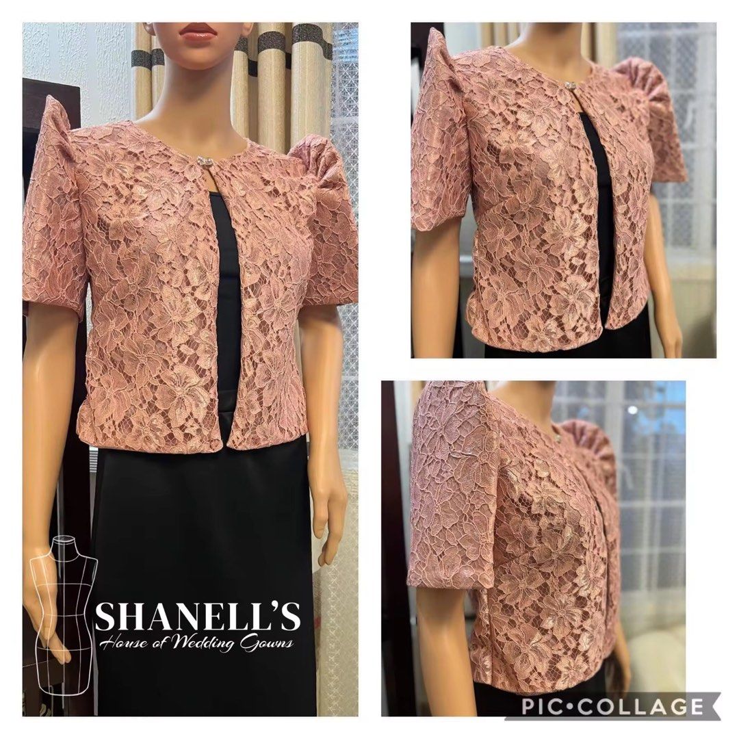 MODERN FILIPINIANA BOLERO| BEIGE-GRAY-BLUSH, Women's Fashion, Tops ...