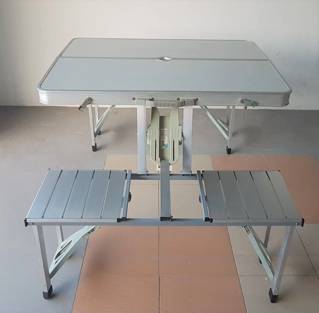 Multi-Purpose Portable Table with attached chairs, Foldable Table and ...
