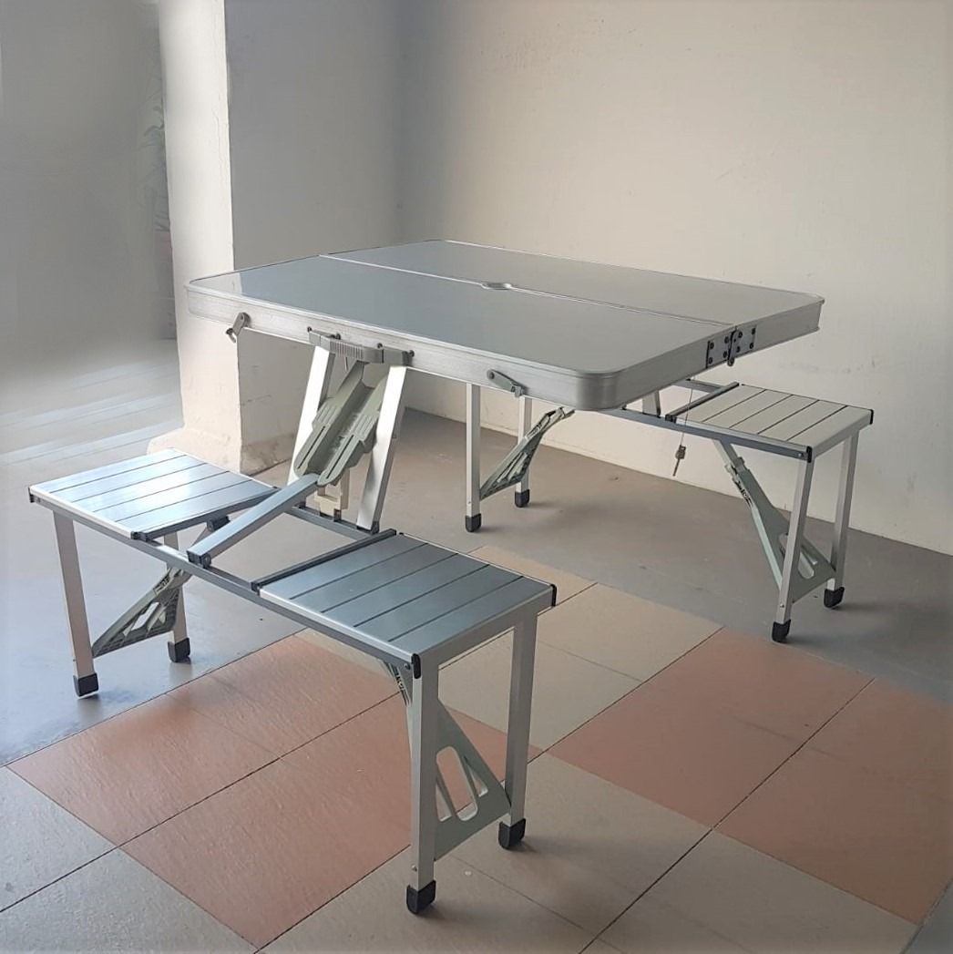 Multi-Purpose Portable Table with attached chairs, Foldable Table and ...