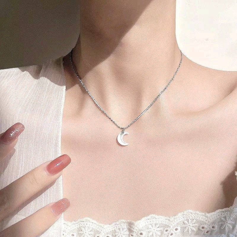 necklace kalung silver perak model simple liontin bulan sabit sailor ...