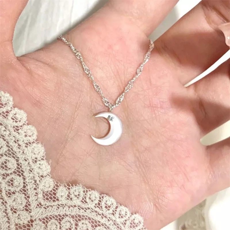 necklace kalung silver perak model simple liontin bulan sabit sailor ...