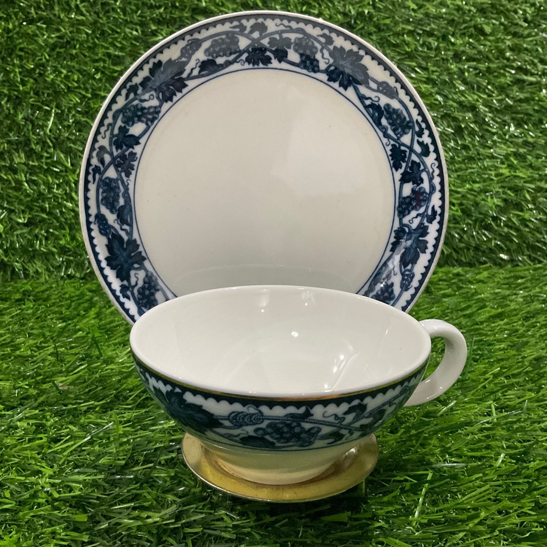 Nikko Double Phoenix NKT Ironstone Oven Proof Crackle Design Blue Grape ...