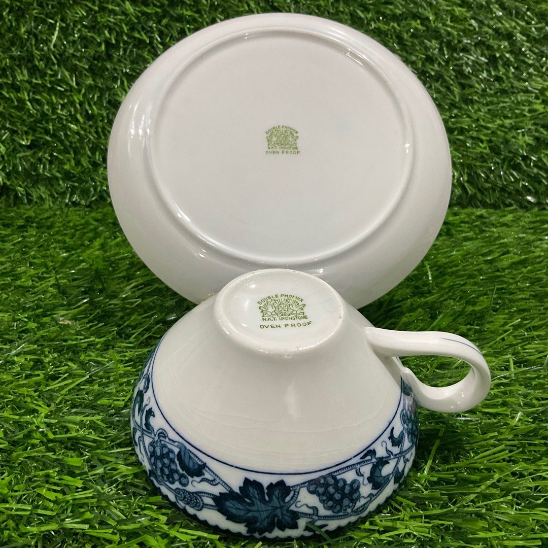 Nikko Double Phoenix NKT Ironstone Oven Proof Crackle Design Blue Grape ...