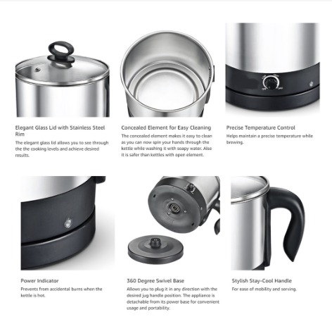 NUSHI 1.5 L MINI 304 STAINLESS STEEL MULTI COOKER WITH STEAMER / 600 ...