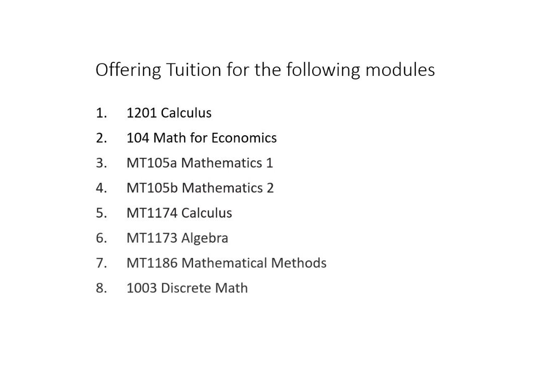 Offering 1st/2nd year Uni Math Tuition, Learning & Enrichment, Enrichment & Tuition on Carousell