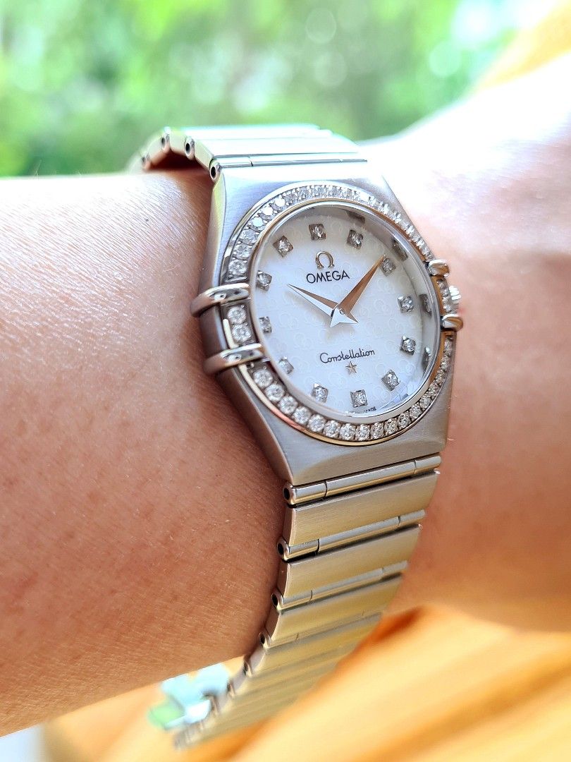 Omega Constellation Diamonds Bezel White Mother of Pearl Omega Logo ...